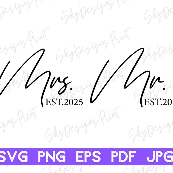Mr and Mrs 2025 Svg - Etsy