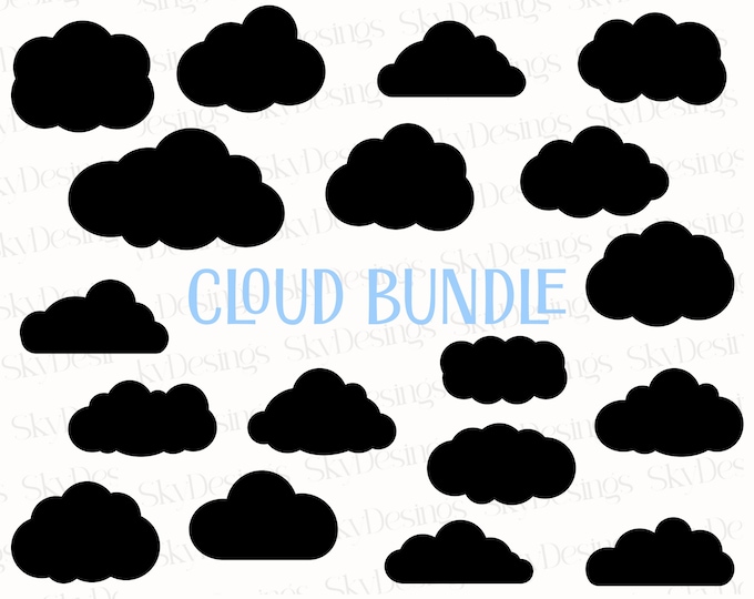 Cloud SVG Bundle | Vector, EPS, DXF | Files for Cricut, Silhouette ...