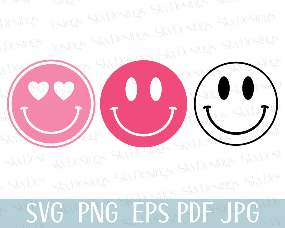 Smile Face Svg, Heart Eye Smile Face Svg, Happy Face Svg, Smile Face ...
