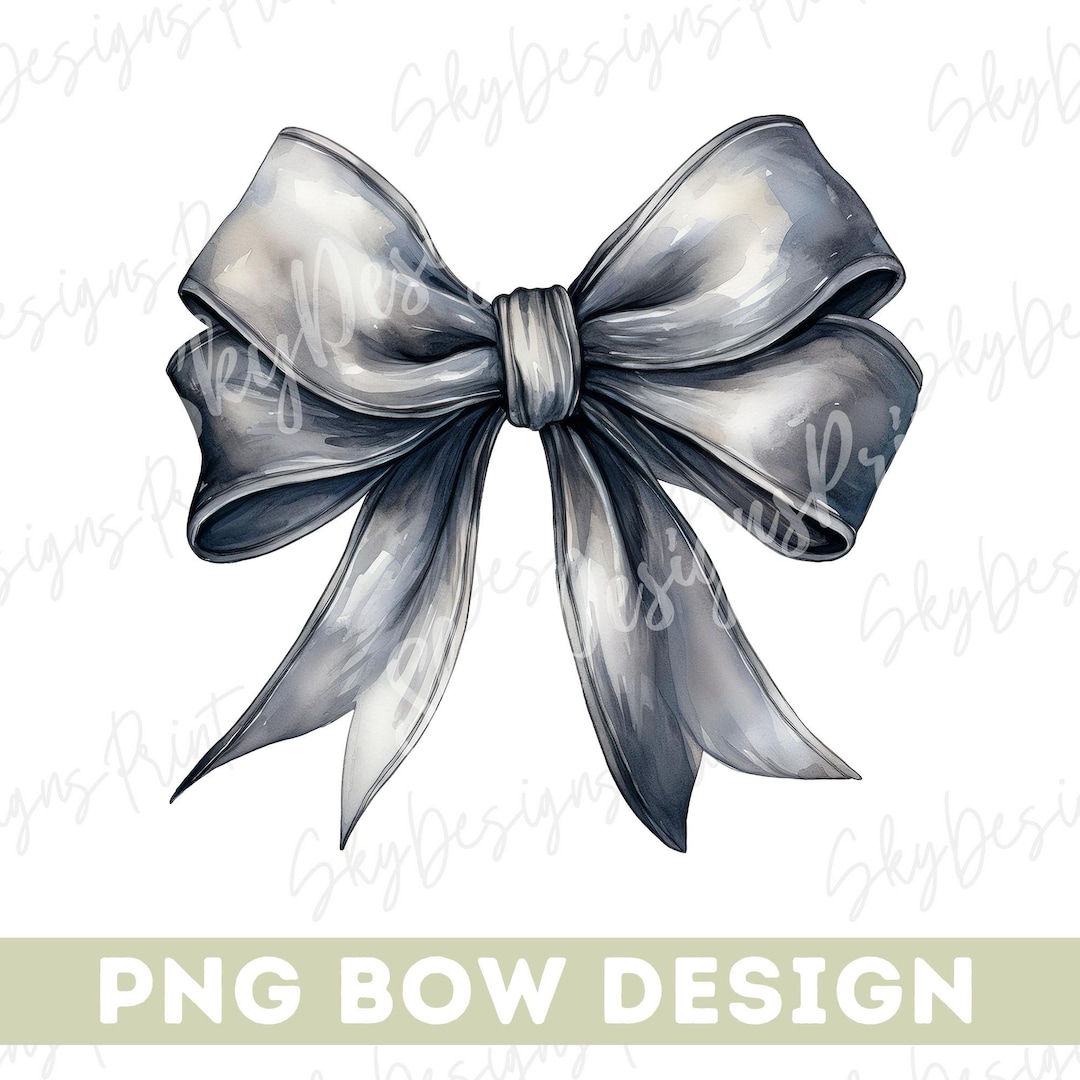 Coquette Gray Bow PNG, Coquette Bow PNG, Gray Bow Png, Watercolor Gray ...