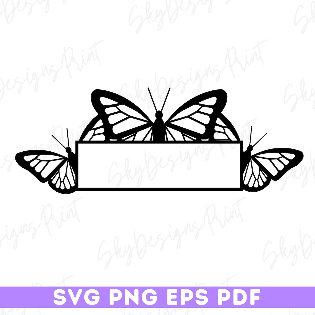 Butterfly Monogram Frame SVG: Split Name Design (digital Download) - Etsy