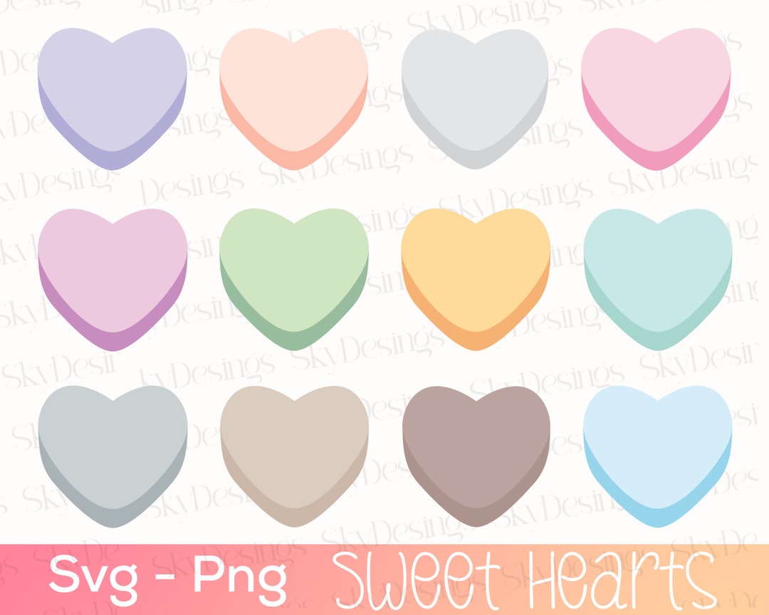 Candy Hearts SVG, Conversation Hearts Svg, Blank Candy Heart Svg ...
