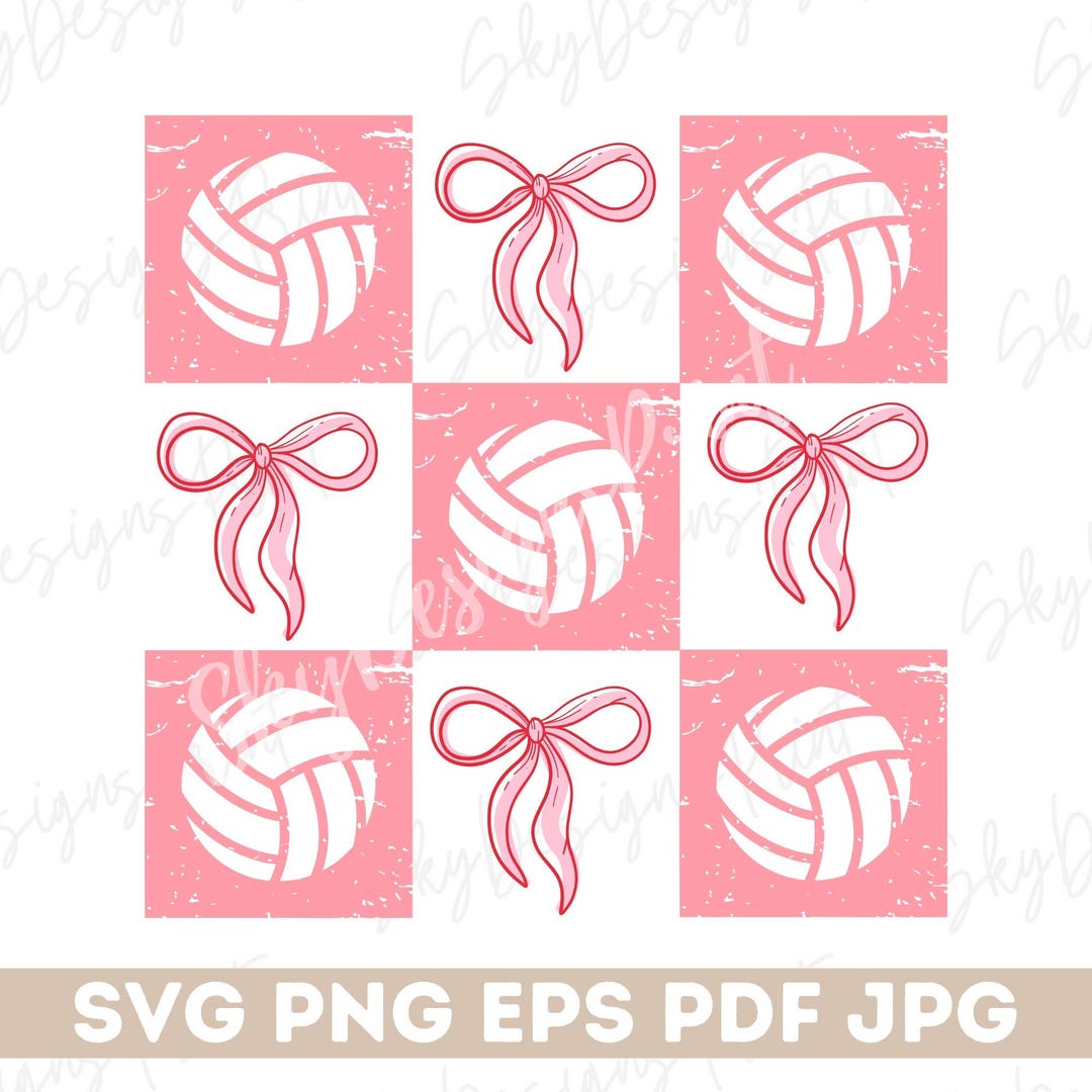 Checkered Volleyball Bow Svg, Volleyball Mom Svg, Volleyball Bow Png ...