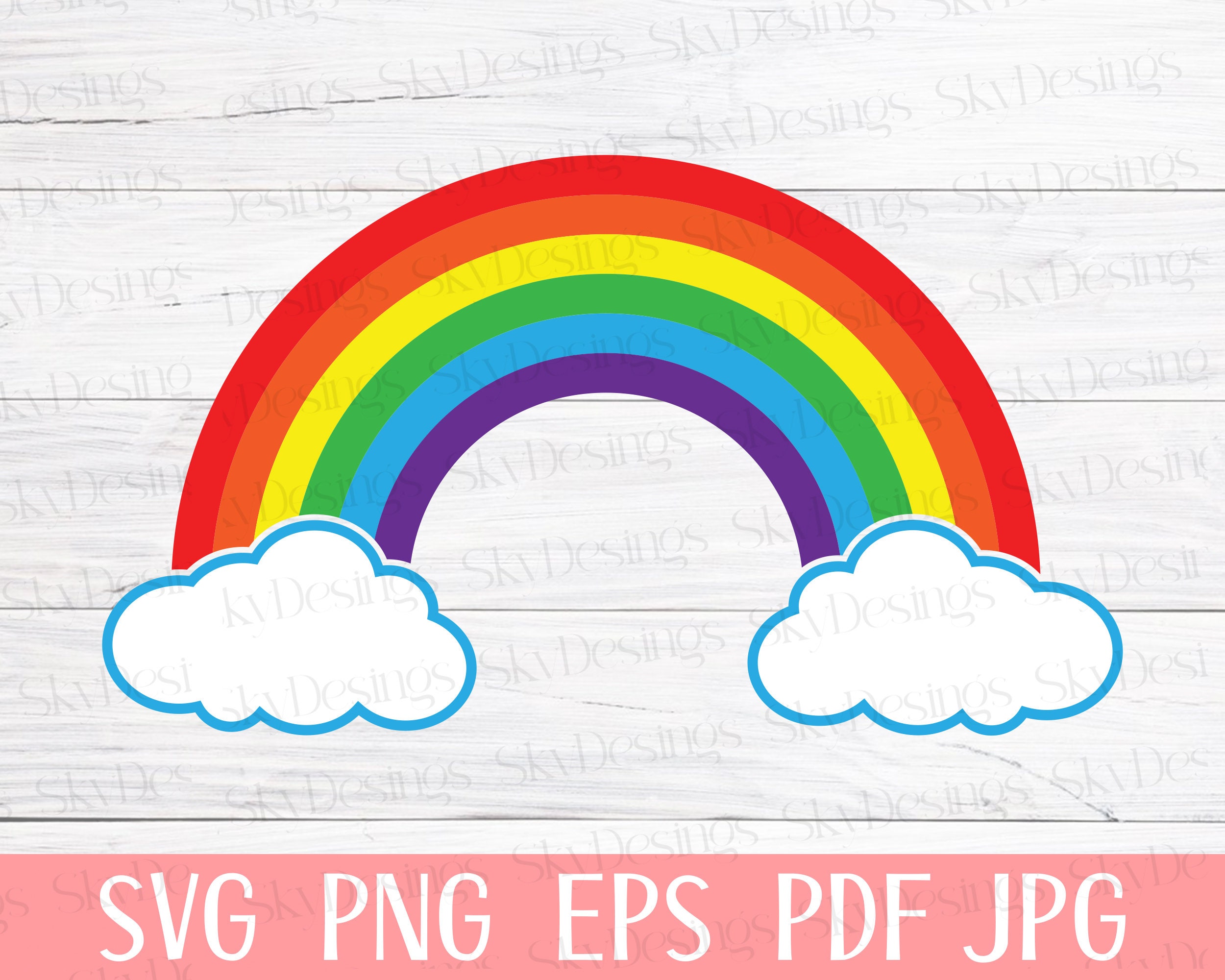 Rainbow With Clouds SVG PNG: Cricut Cut File (digital Download) - Etsy