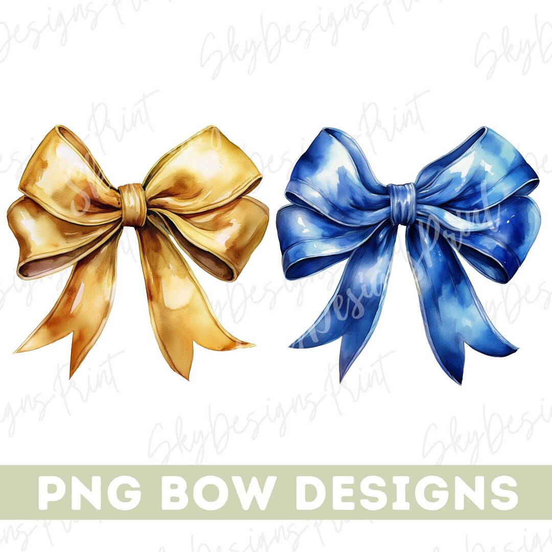 Coquette Gold and Blue Bow PNG, Yellow Bow Png, Blue Bow Png, Coquette ...