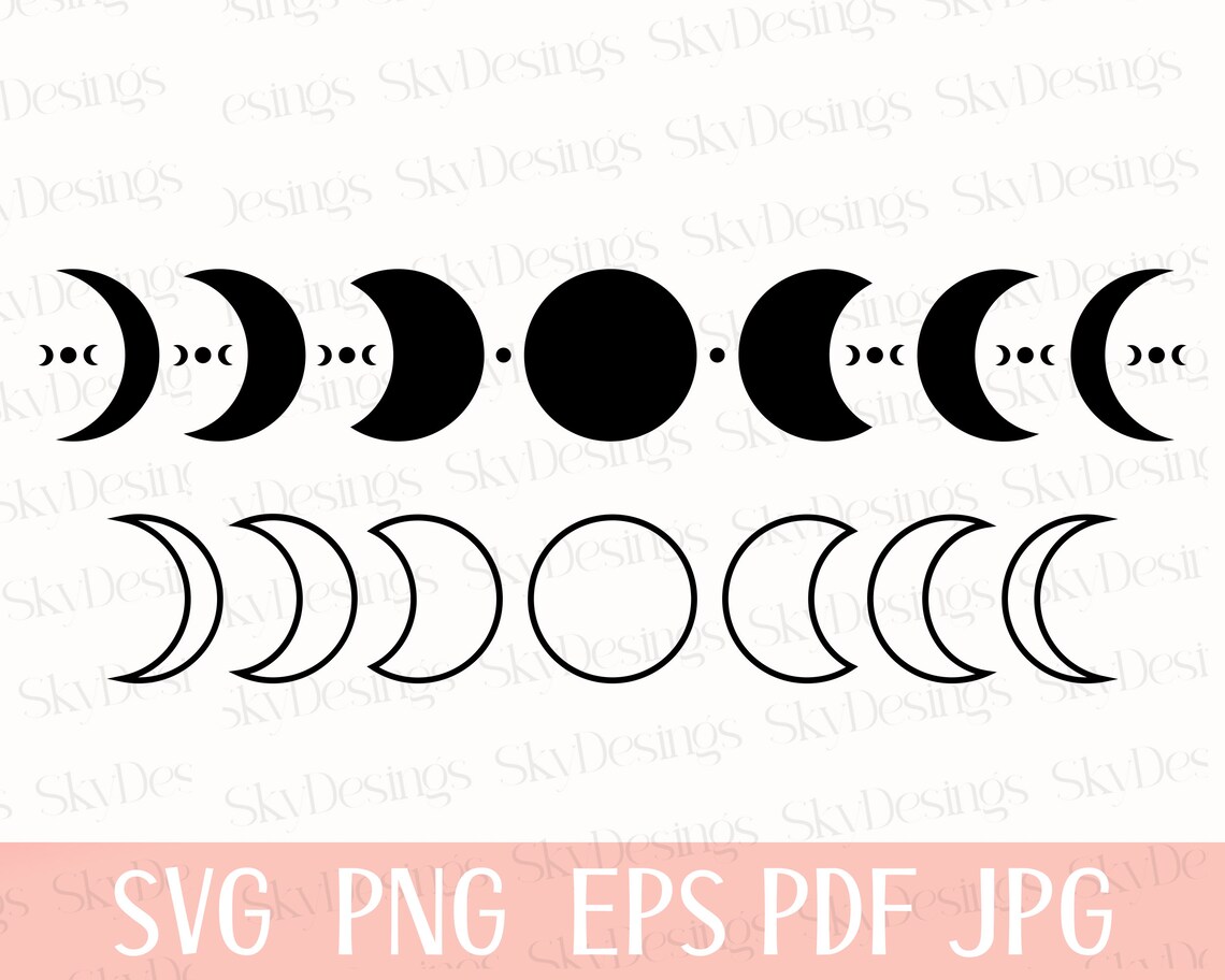 Moon Phase Svg Files, Moon Svg, Crescent Moon Svg, Moon Phases Svg ...