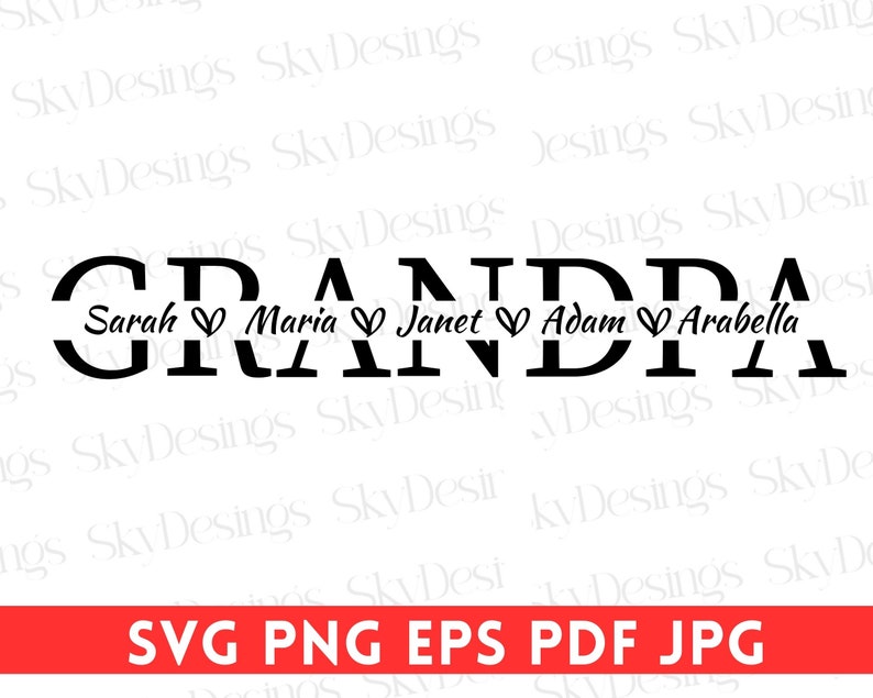Grandpa Split Name Frame SVG, Grandfather Monogram (digital Download ...