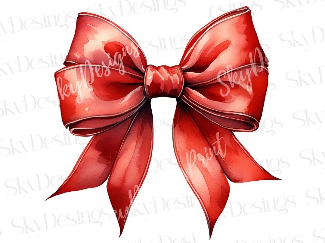 Coquette Red Bow PNG, Coquette Bow PNG, Red Bow Png, Watercolor Red Bow ...