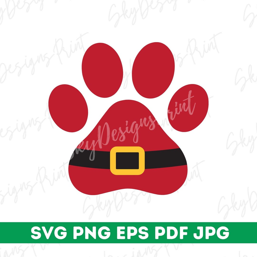 Santa Paw Print SVG, Christmas Dog Svg, Santa Paws Svg, Christmas Paw ...