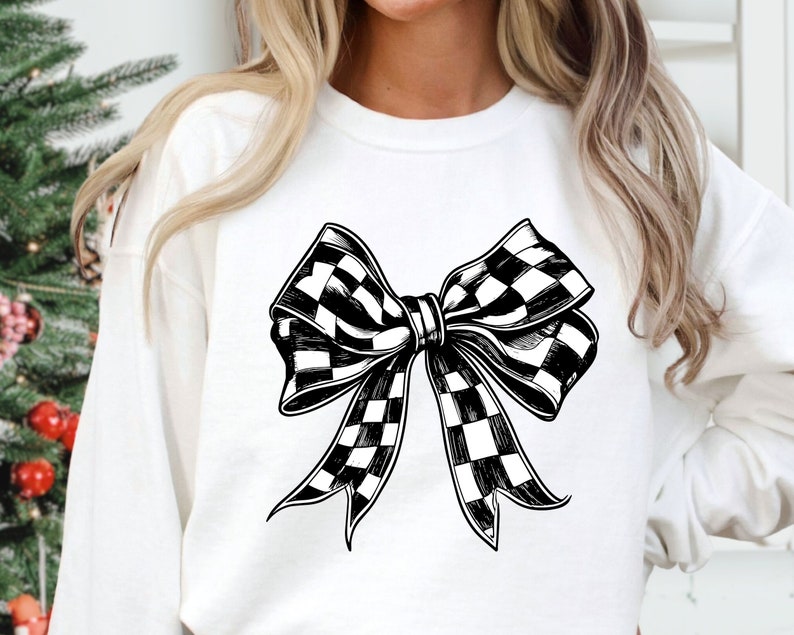 Checkered Coquette Bow SVG PNG: Ribbon Bow Clipart (digital Download ...