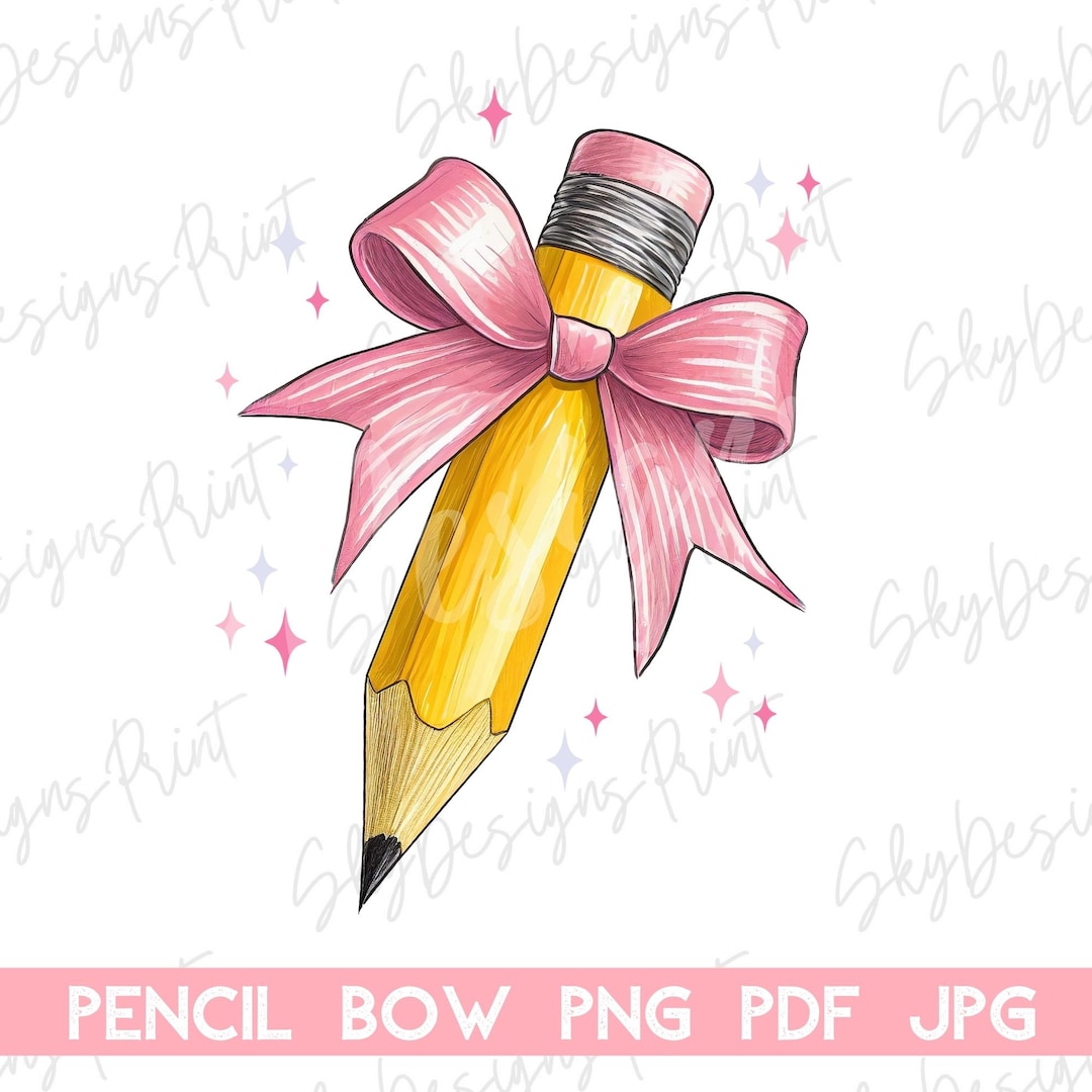 Pencil Bow PNG, Teacher Pencil Coquette Bow Png, Coquette Teacher Png ...