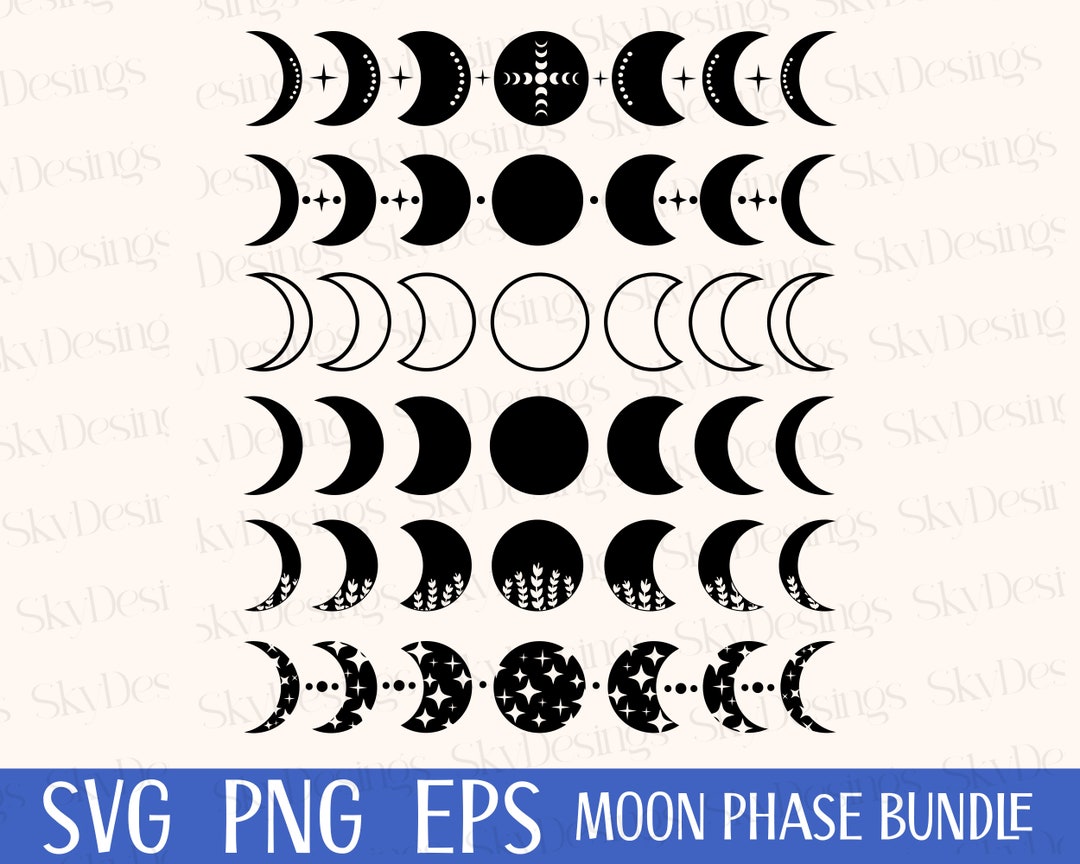 Moon Phase SVG Bundle, Moon SVG, Crescent Moon Svg, Mystic Celestial ...