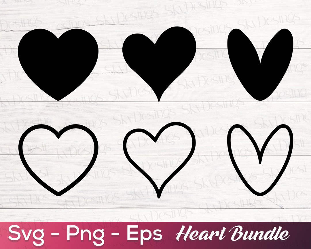 Heart SVG Bundle, Heart Svg, Heart Outline, Black Heart Svg, Simple ...