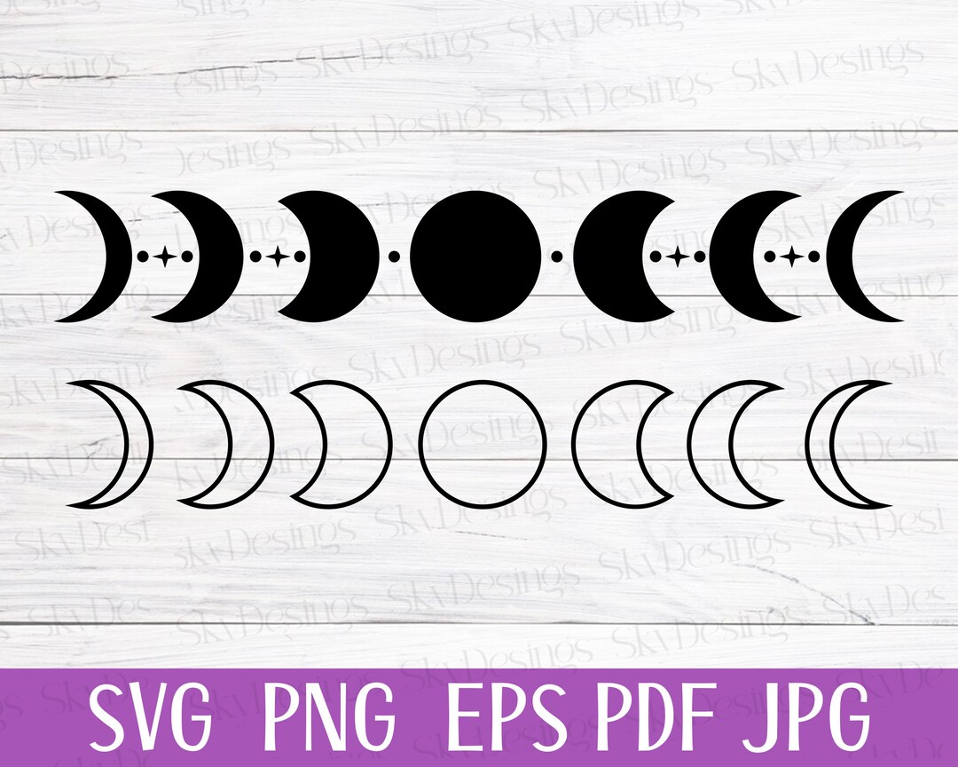 Moon Phases Svg, Moon Cycle Vector, Moon Phase Svg, Moon Svg, Crescent ...