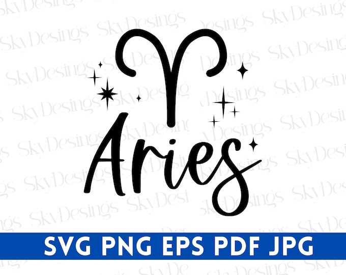 Aries SVG Zodiac Sign, Sun Sign SVG Cut Files Astrology Horoscope Hand ...