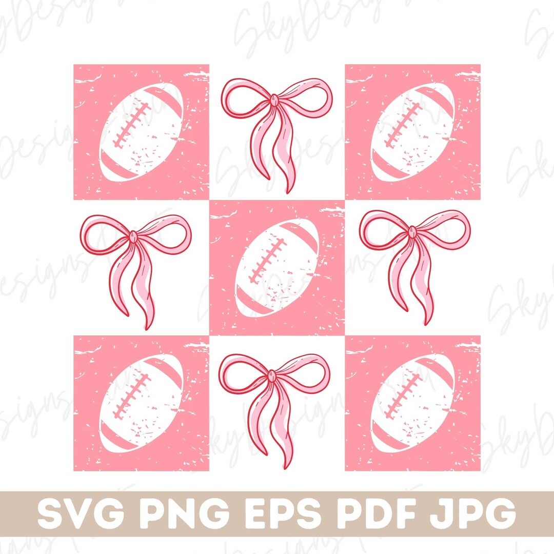 Checkered Football Bow Svg, Football Svg, Football Mom Svg, Football ...