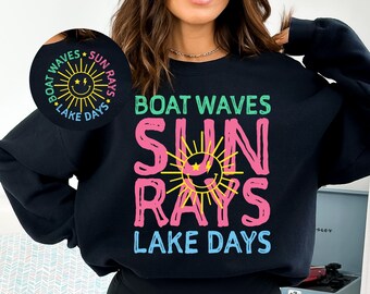 Boat Waves Sun Rays Lake Days Svg, Hello Sunshine Svg, Summer Lake Svg ...
