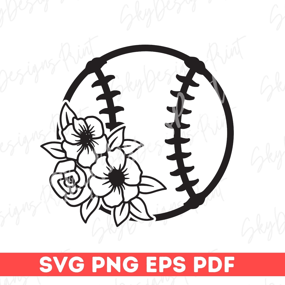 Floral Baseball SVG, Baseball Svg, Softball Svg, Flower Baseball Svg ...