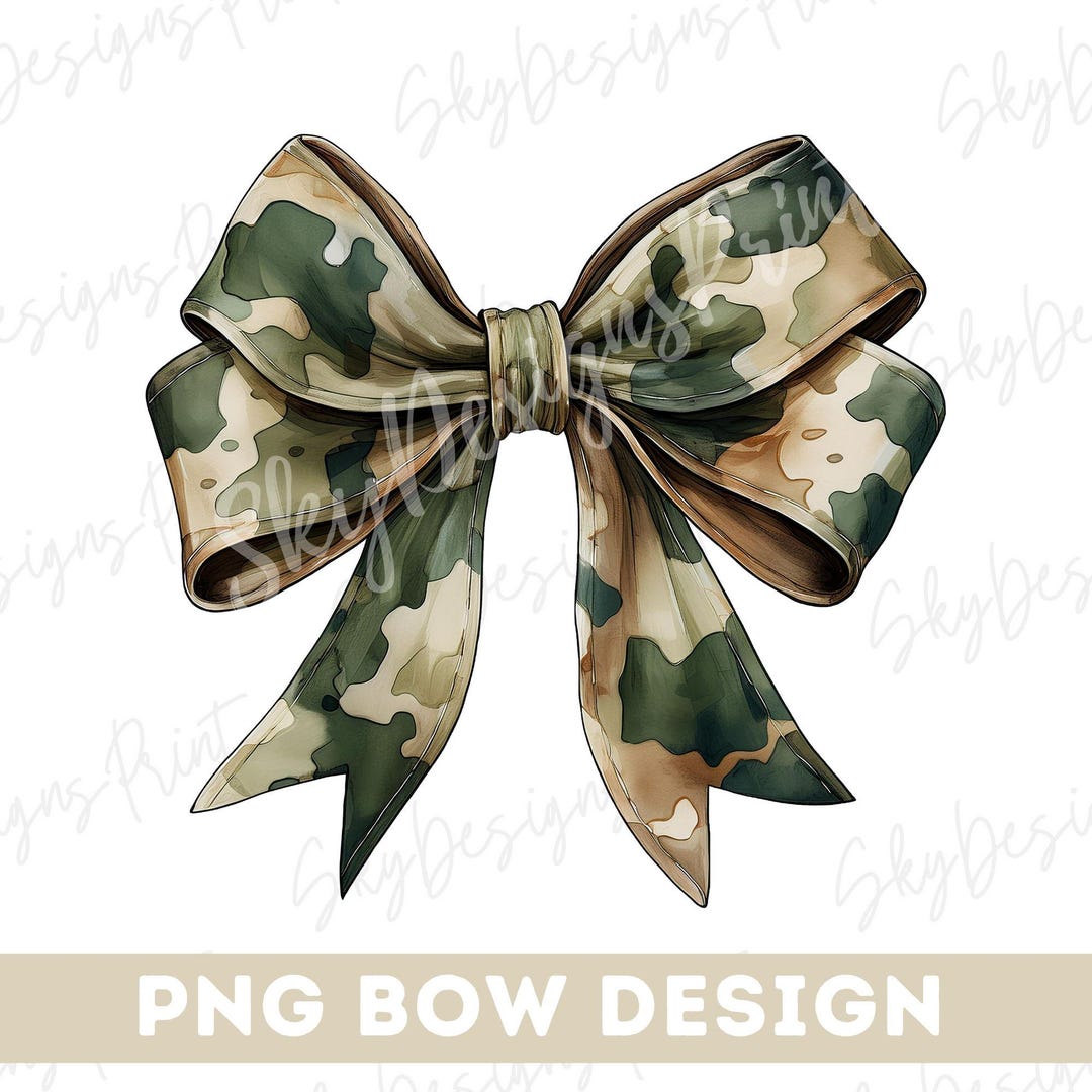 Coquette Camo Bow PNG, Camouflage Bow Png, Watercolor Bow Png, Hunting ...
