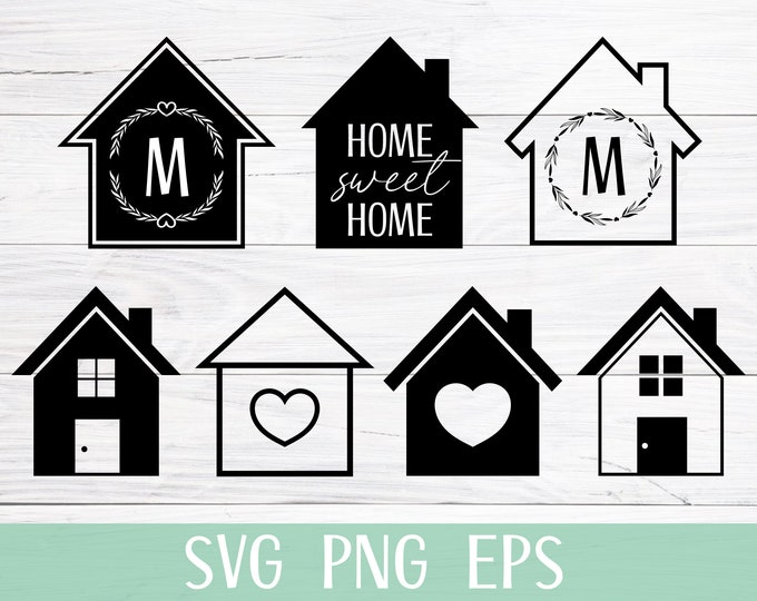 House Svg Bundle, House Clipart, Home Png, Little House Svg, Cute House ...