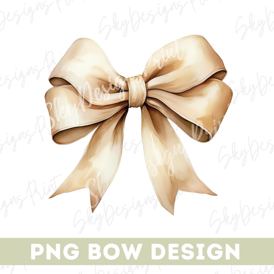 Coquette Cream Bow PNG, Coquette Bow PNG, Cream Bow Png, Watercolor ...