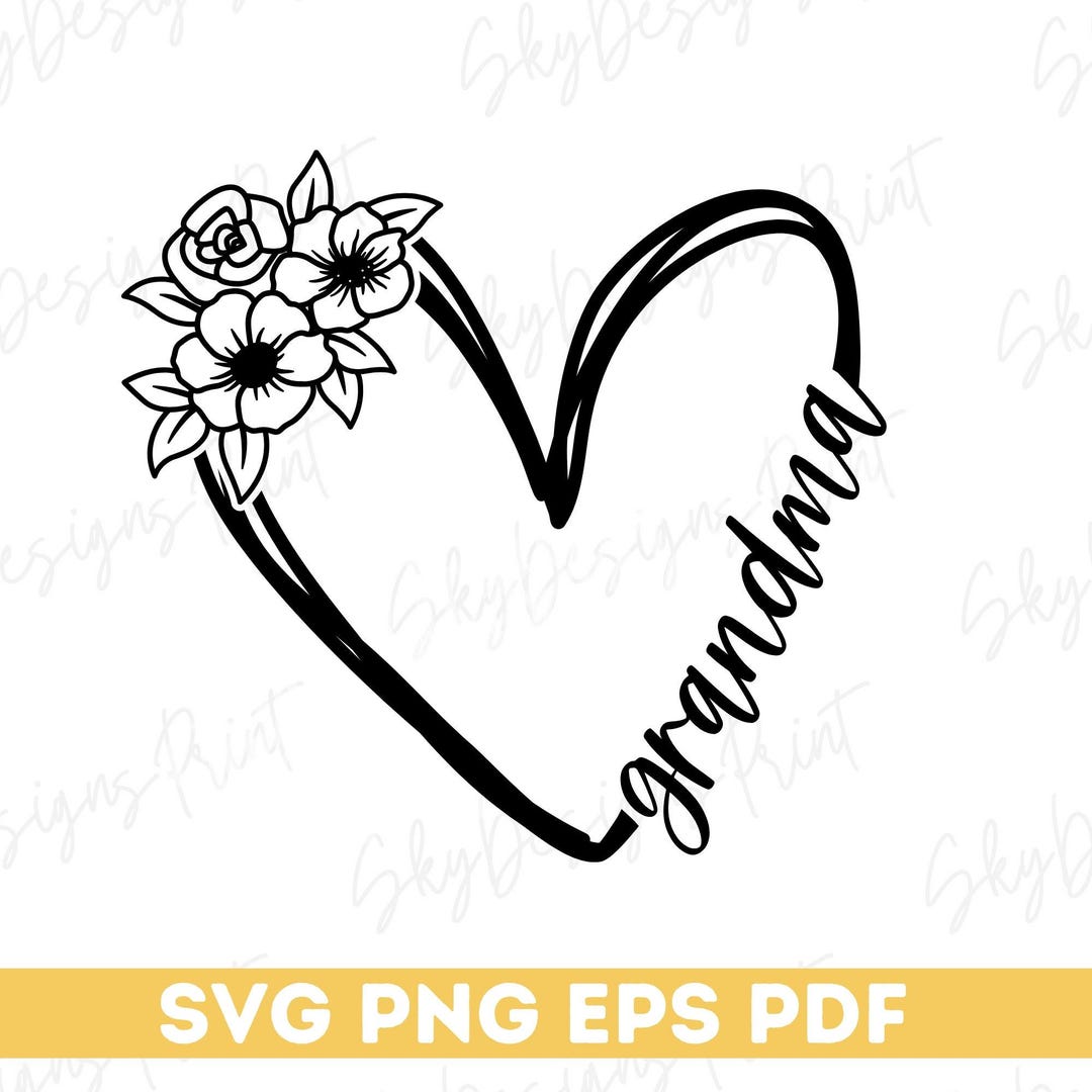 Grandma Floral Heart SVG, Grandma Svg, Grandma Heart Svg, Floral ...