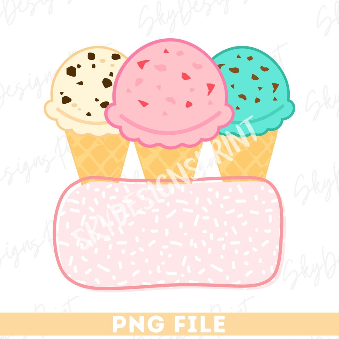 Ice Cream Monogram PNG: Personalized Name Frame (digital Download) - Etsy