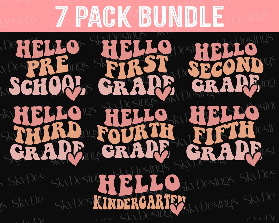 Retro Hello School Svg Bundle, Back to School Shirts Svg, First Day of ...