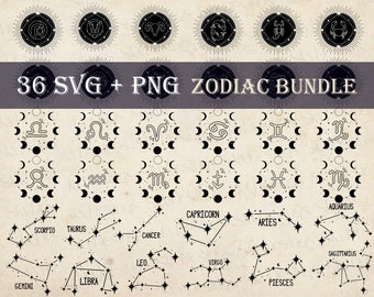Zodiac Signs Svg Bundle, Astrology Signs Svg, Zodiac Symbols Svg ...