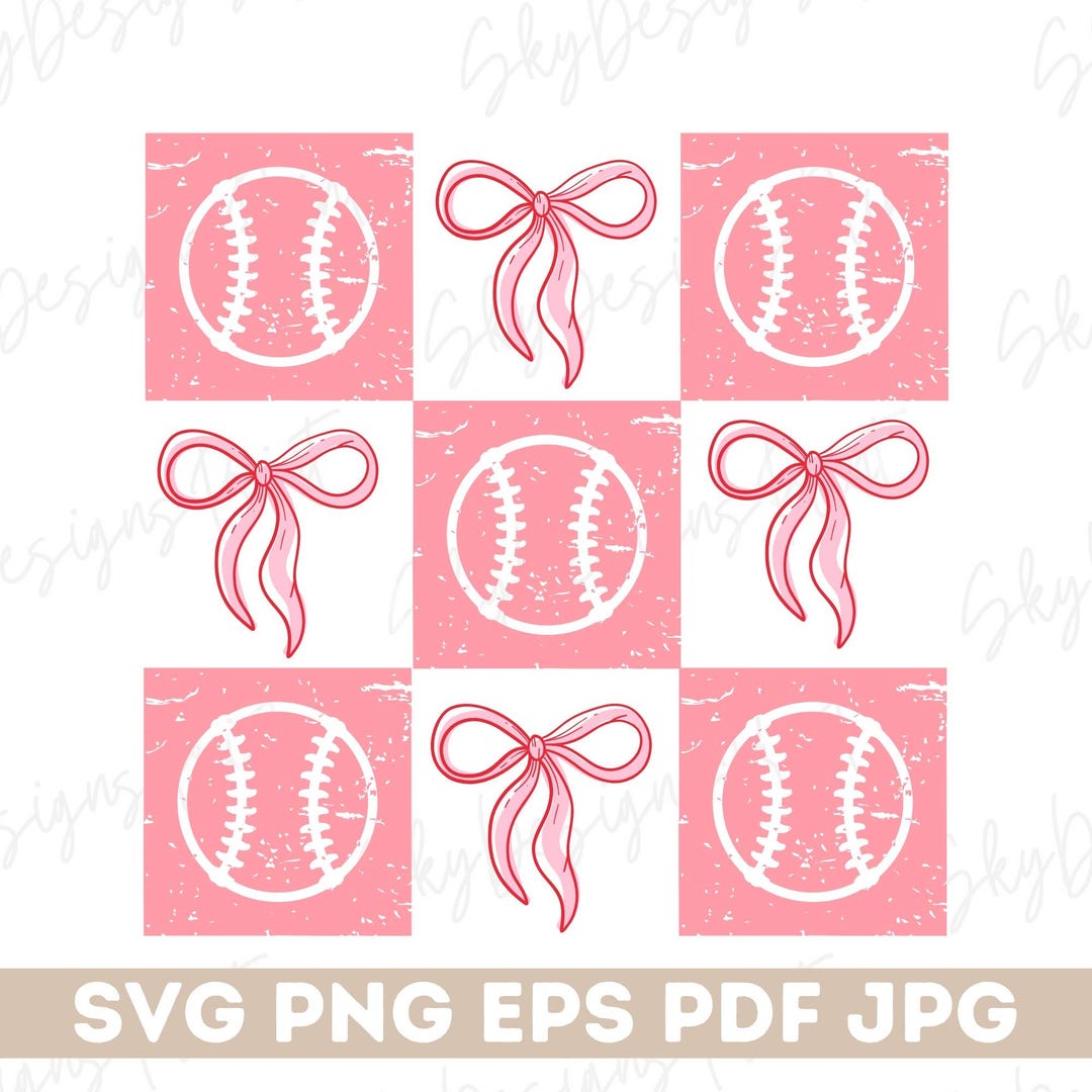 Checkered Baseball Bow Svg, Baseball Svg, Baseball Mom Svg, Baseball ...