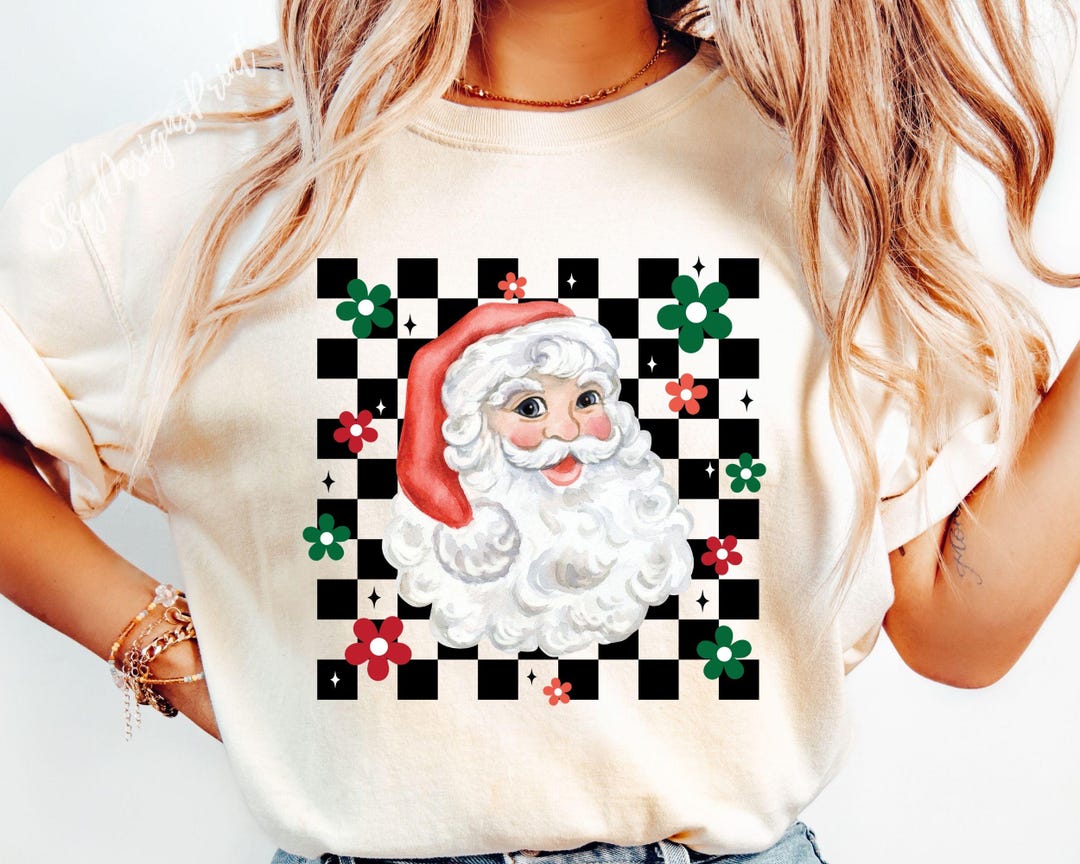 Checkered Santa Claus PNG, Retro Santa Png, Christmas Png, Retro Christmas Png, Merry Christmas ...