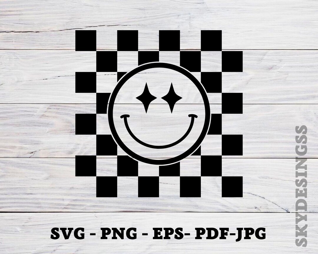 Checkered Smile Face Svg Smile Face Svg Checkered Pattern - Etsy
