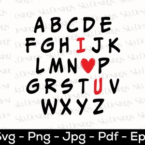 Saint-Valentin Alphabet je t'aime SVG, Svg pour la Saint-Valentin pour ...