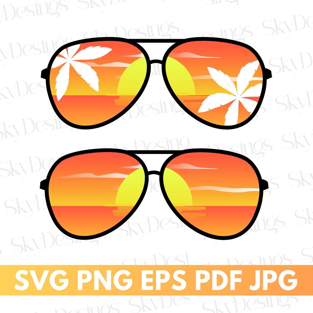 Beach Sunglasses SVG, Palm Tree Sunglasses Svg, Sunset Sunglasses ...