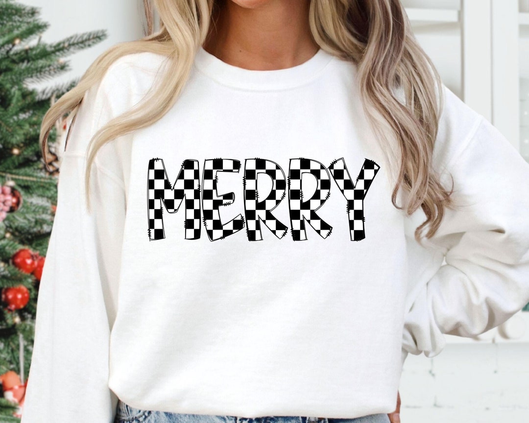 Merry PNG, Checkered Merry PNG, Christmas Png, Merry Christmas Png ...
