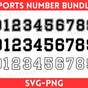 Sport Numbers SVG Bundle, Jersey Number Templates Svg, Varsity Font Svg ...