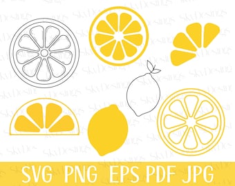 Lemon Svg Bundle, Lemon Cut File, Lemon Silhouette, Lemon Slice Svg ...