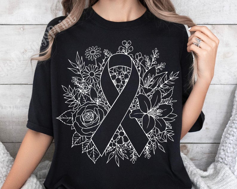 Floral Breast Cancer Awareness SVG-PNG, Flower Cancer Ribbon Svg ...