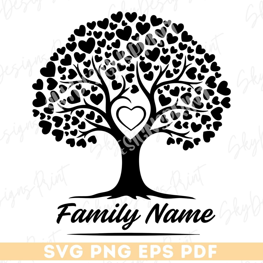 Family Heart Tree SVG, Family Tree Svg, Family Tree Split Monogram Svg ...
