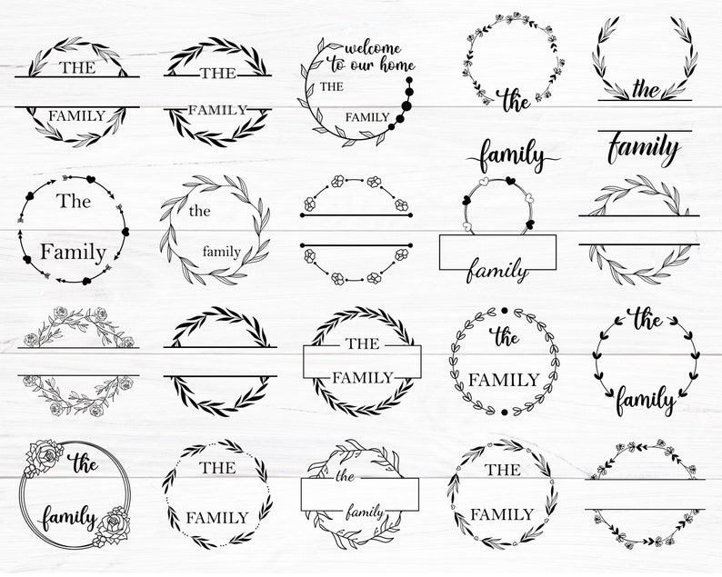 Floral Wreath Family Name Monogram SVG Bundle (digital Download) - Etsy