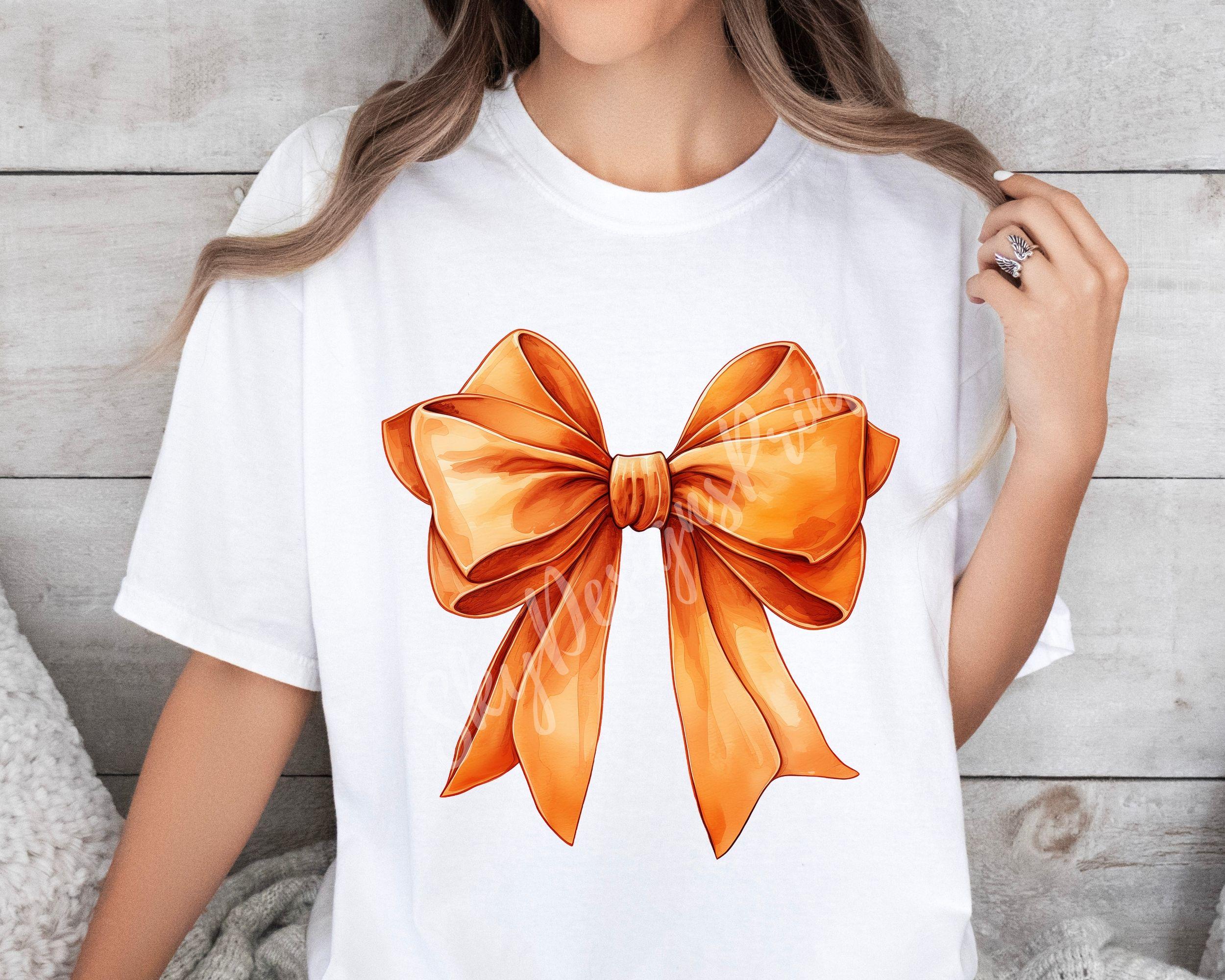 Coquette Orange Bow PNG, Orange Bow Png, Coquette Bow PNG, Watercolor ...