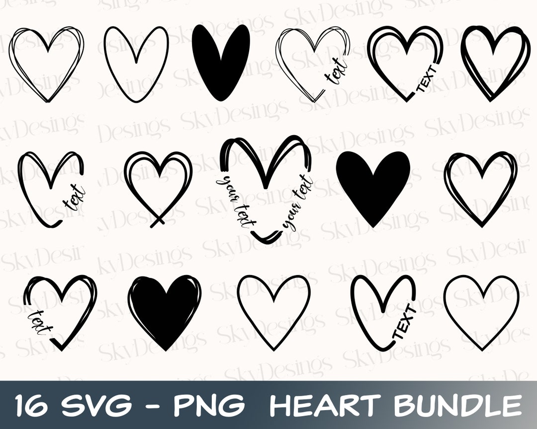 Heart SVG Bundle, Heart Svg, Hand Drawn Heart Svg, Open Heart Svg ...