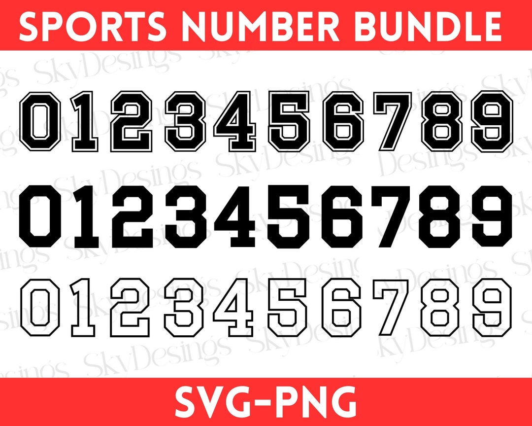 Sport Numbers SVG Bundle, Jersey Number Templates Svg, Varsity Font Svg ...
