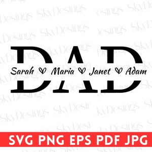 Dad SVG, Dad Split Name Frame Svg, Personalized Dad, Dad Monogram Svg ...