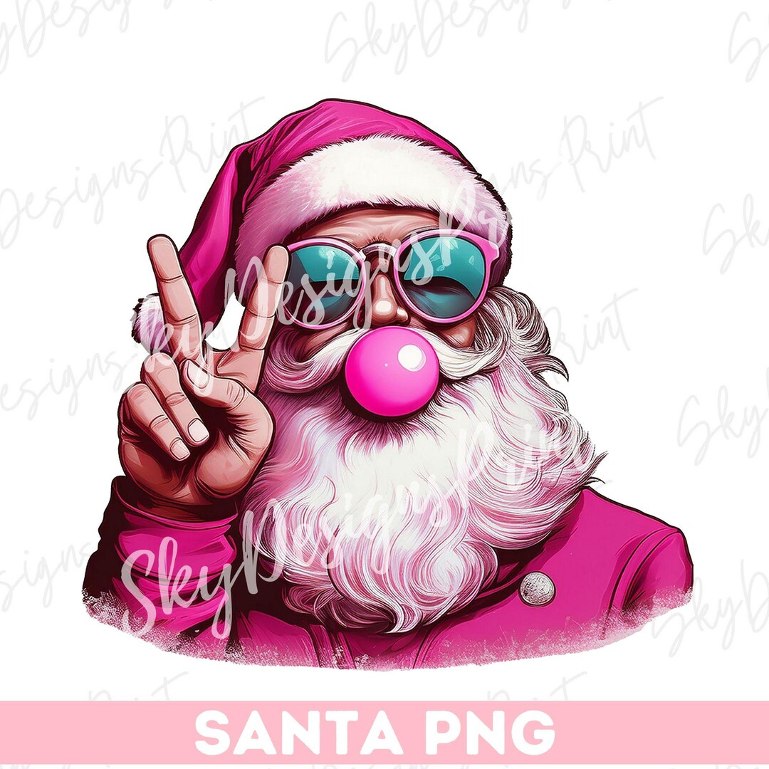 Santa PNG, Pink Santa Blowing Bubble Png, Christmas Png, Christmas ...