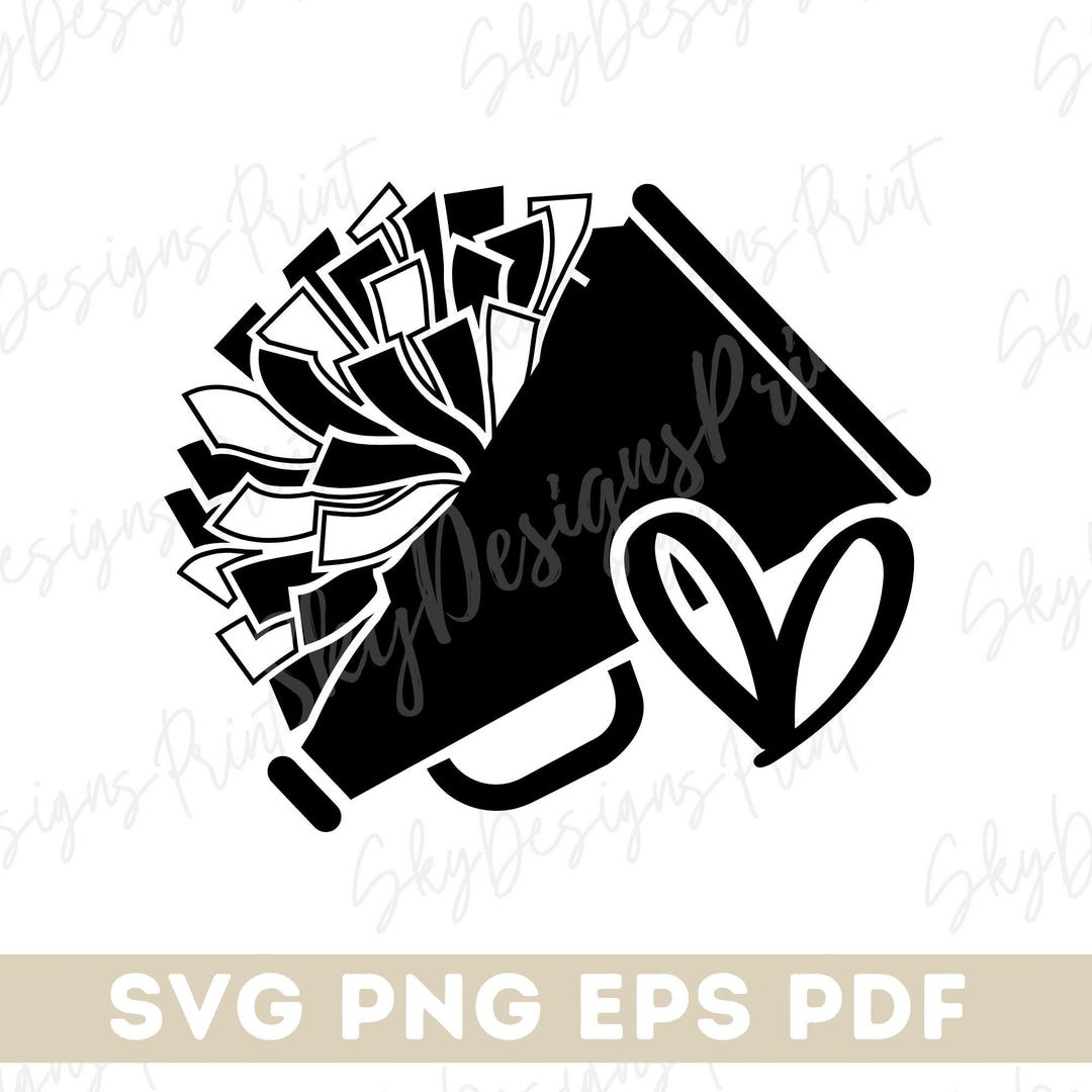 Cheer SVG PNG, Pom Pom and Megaphone Svg, Cheerleader Svg, Cheerleading Svg, Cheer Cut File ...
