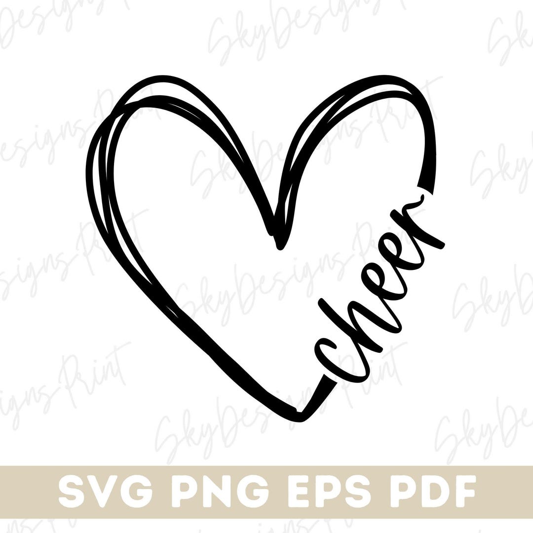 Cheer Heart SVG, Cheer Svg, Cheer Mom Svg, Cheer Shirt Svg ...