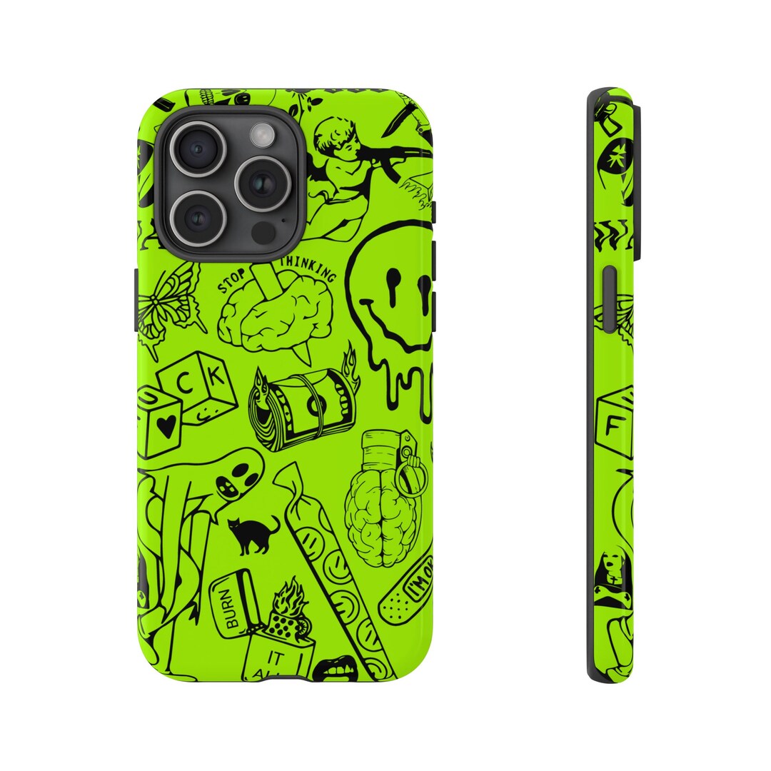 Green Tone Black Drawing Phone Case Artbet Design Customizable for ...