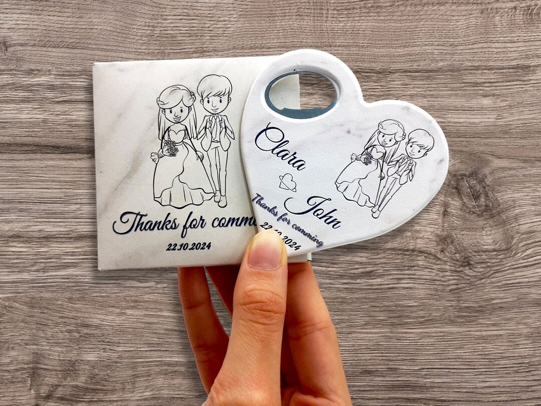 Custom Wedding Favor Magnet: Cartoon Bride & Groom Bottle Opener - Etsy