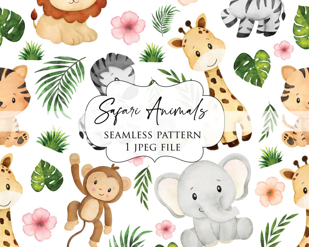 Safari Animals Seamless Pattern Cute Animals Pattern Safari Seamless ...